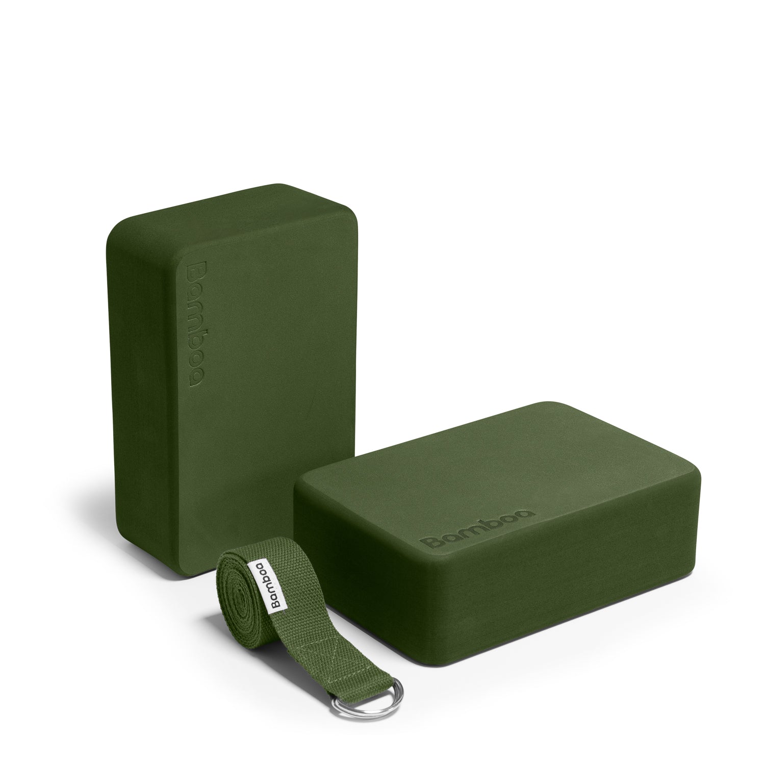 Bamboa Yoga blocks Foam Set Green | Curved Corners