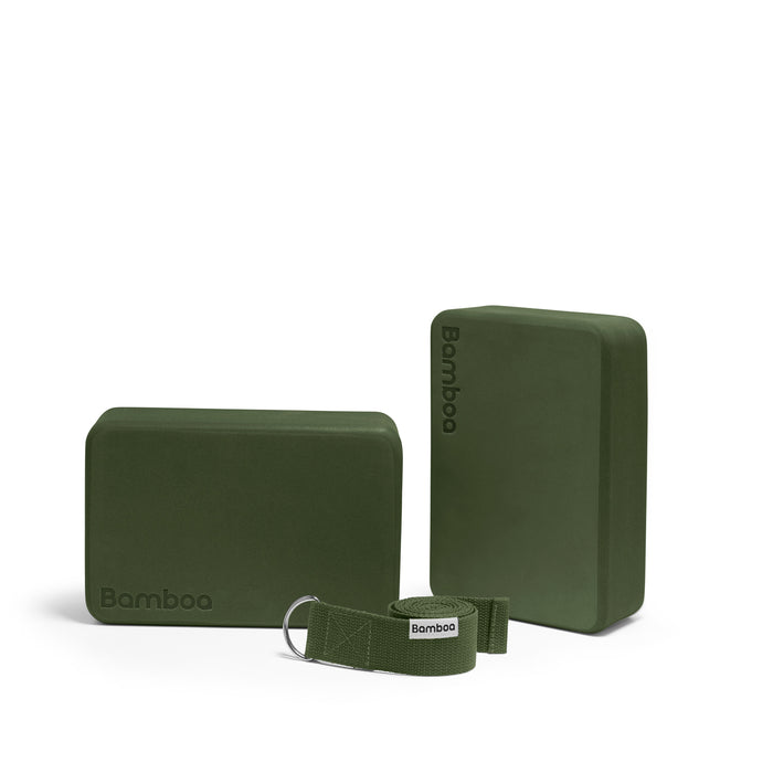 Bamboa Yoga blocks Foam Set Green | Curved Corners